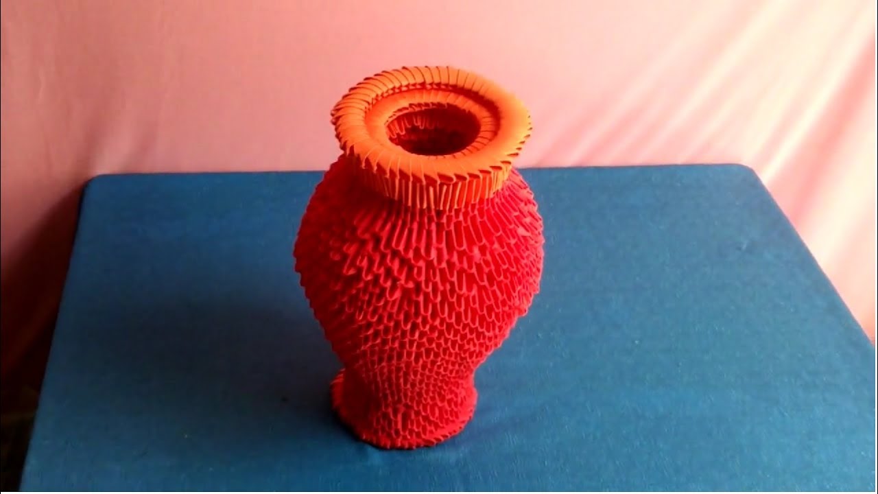 Origami 3d vase tutorial - Make a vase origami step by step - làm lọ ...