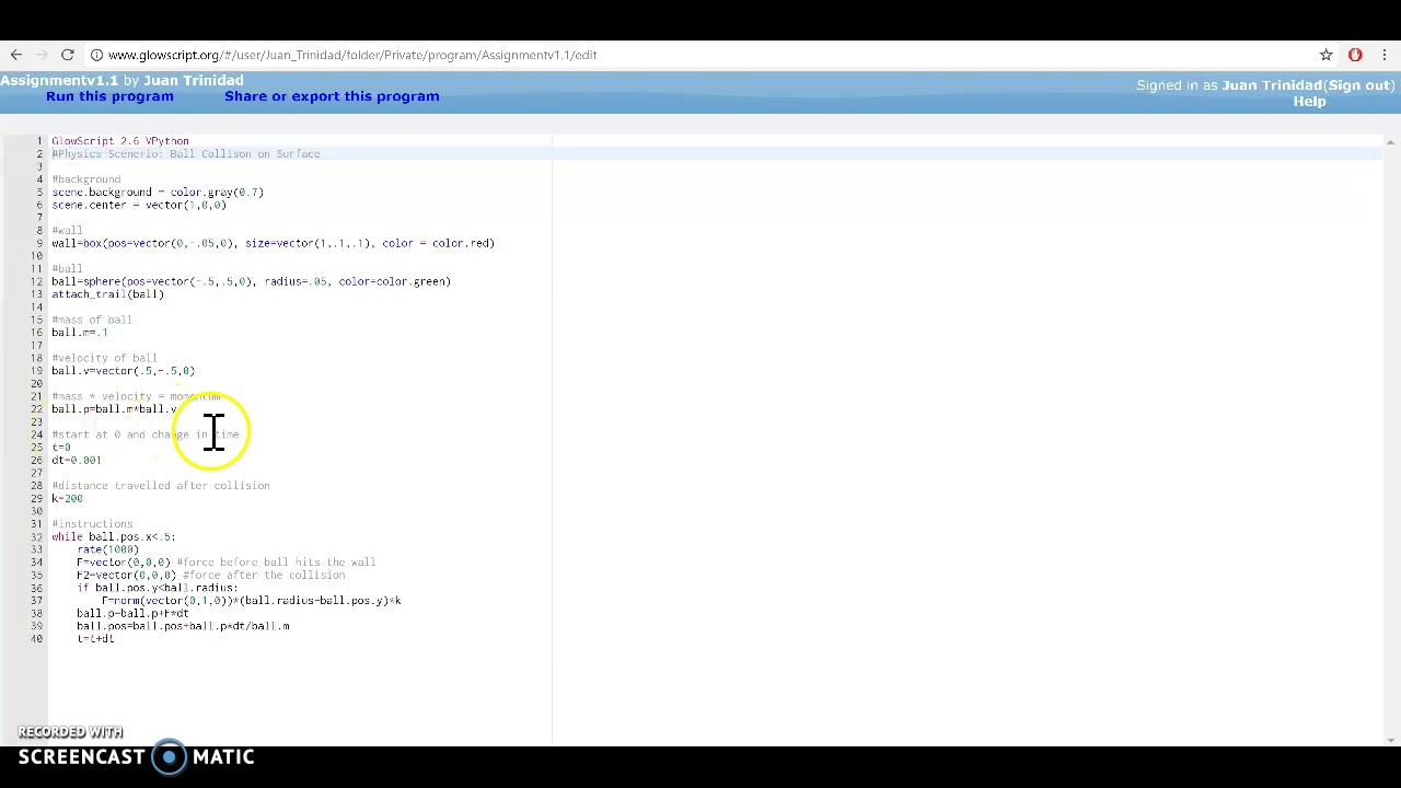 GlowScript: Physics Scenario - YouTube