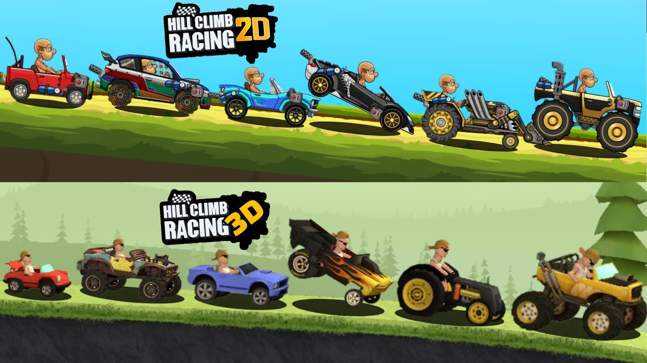 Hill Climb Racing 2D VS Hill Climb Racing 3D Vehicles - YouTube