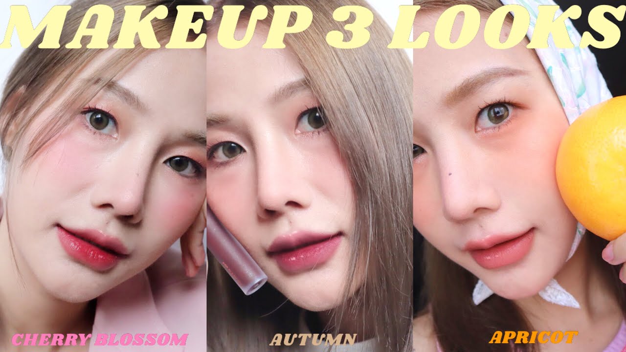 Makeup 3 Looks | Apricot 🍑 • Cherry Blossom 🌸 • Autumn 🍂 Ver.เม้าส์มอย ...