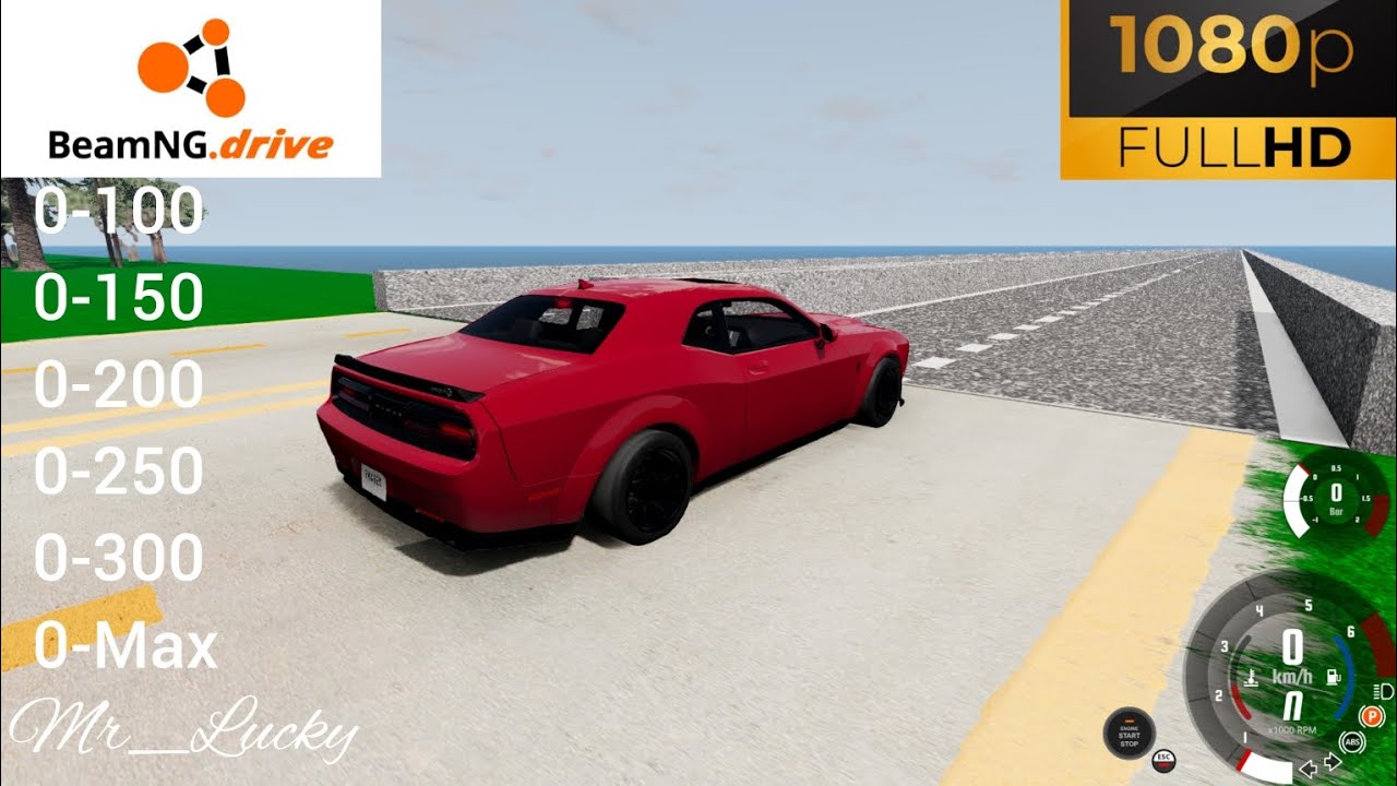 BeamNG.Drive - Dodge Challenger Demon SRT - 0-100-150-200-250-300-Max ...