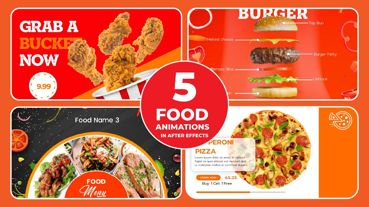5 Stunning Food Animation Ideas in After Effects | step by step || 4k ...
