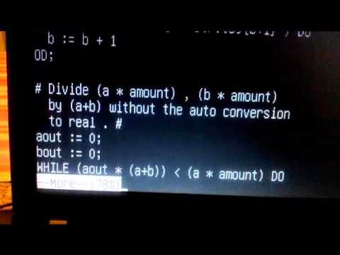 ALGOL 68 Program to divide a number by ratios. - YouTube