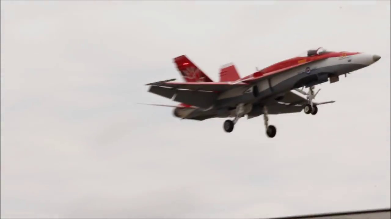 Canada 150 CF-18 Hornet. Takeoff, Fly by and Landing Runway 23. Toronto ...