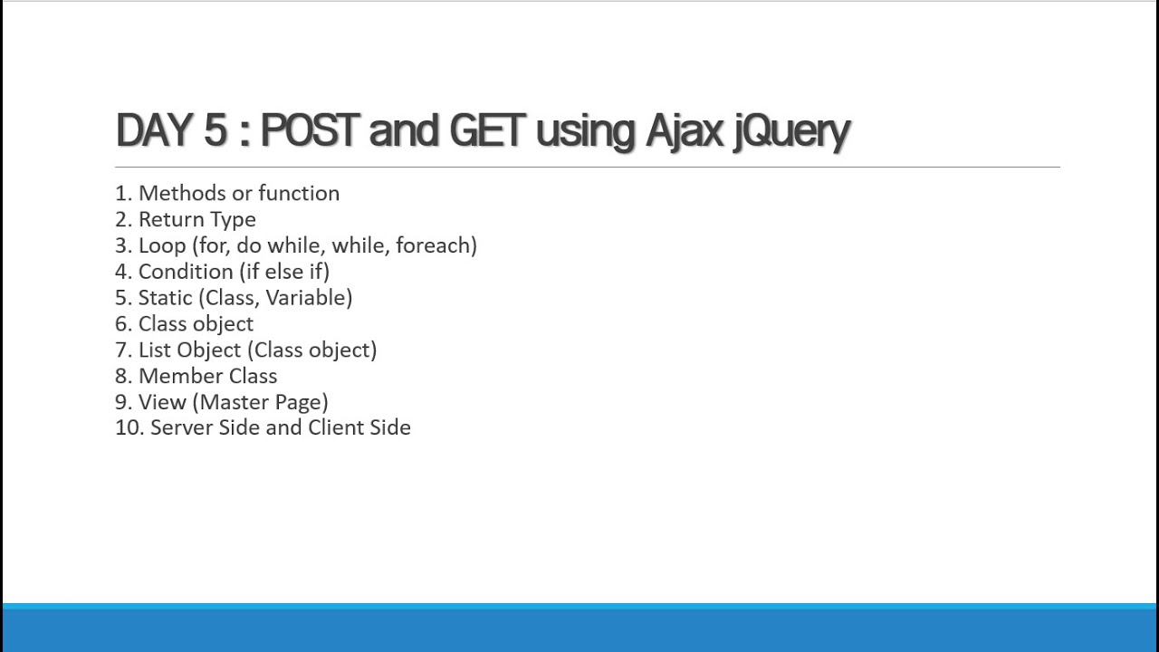 Day 5 How To Post And Get Data Form Controller Using Ajax Youtube