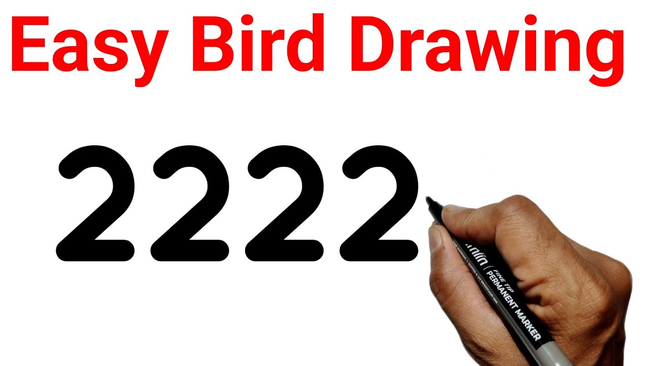 How to draw Parrot From Number 2222 l Easy Bird Drawing l Bird Drawing ...