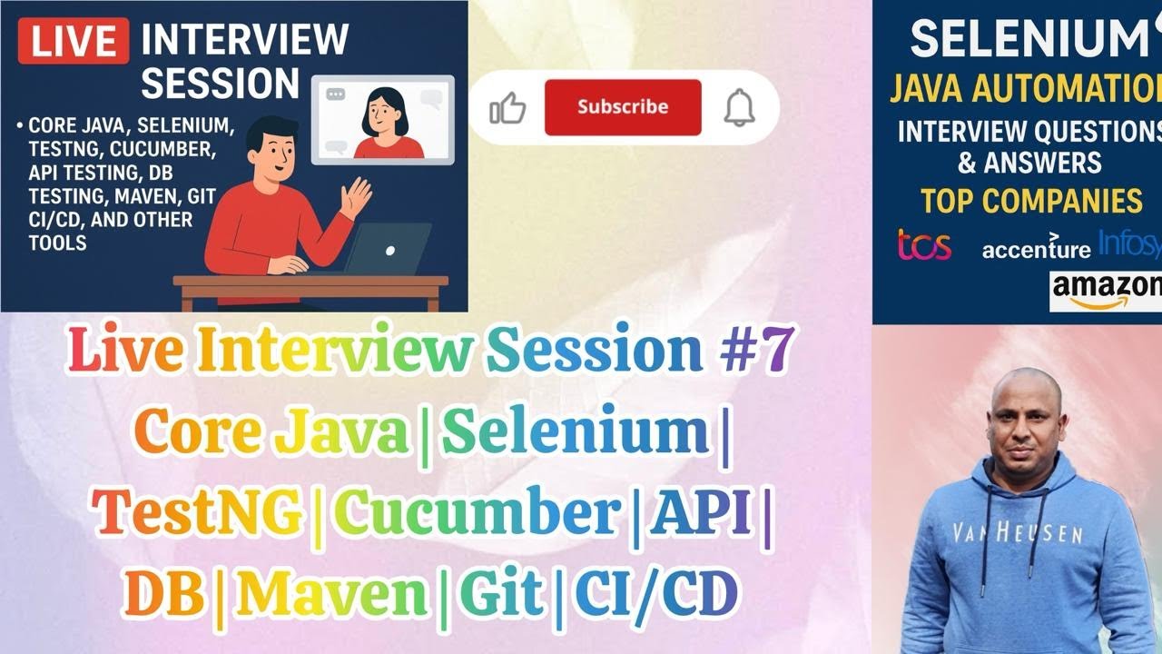 SDET Live Interview Session #7 | Selenium, Java, TestNG, Maven, Git ...