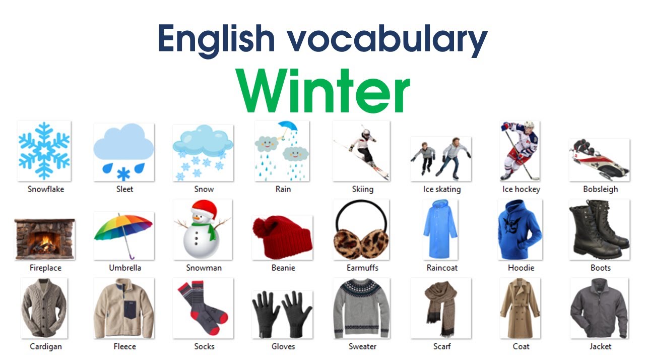 Winter English vocabulary | Remember 20+English Words about Winter ...