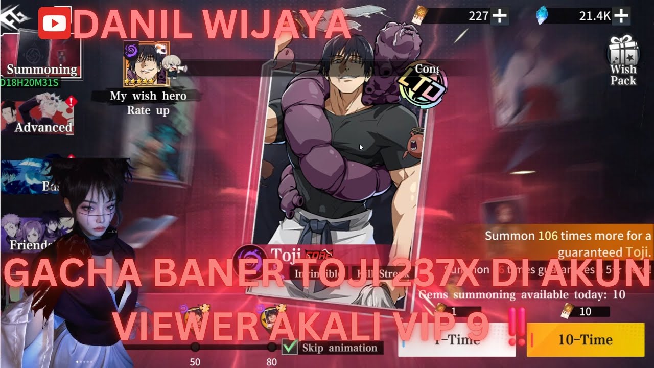 GACHA BANER TOJI 237X DI AKUN VIEWER AKALI VIP 9‼️- JUJUTSU SORCERER🔥 ...
