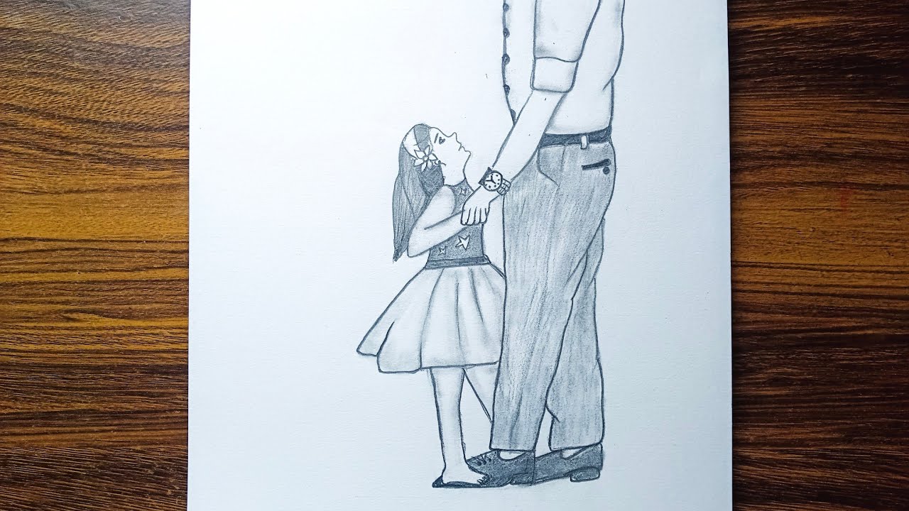 Father's day special drawing || Father and daughter heart touching ...