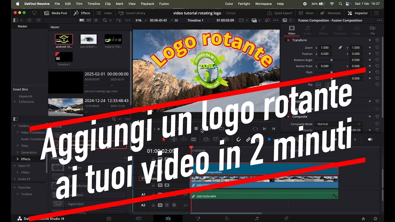 Come aggiungere un logo rotante ai tuoi video con Davinci Resolve in 2 ...