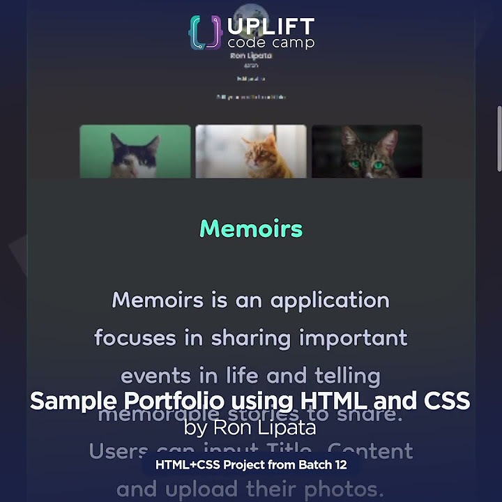Sample Portfolio using HTML and CSS from Ron of Batch 12 | Uplift Code Camp - YouTube