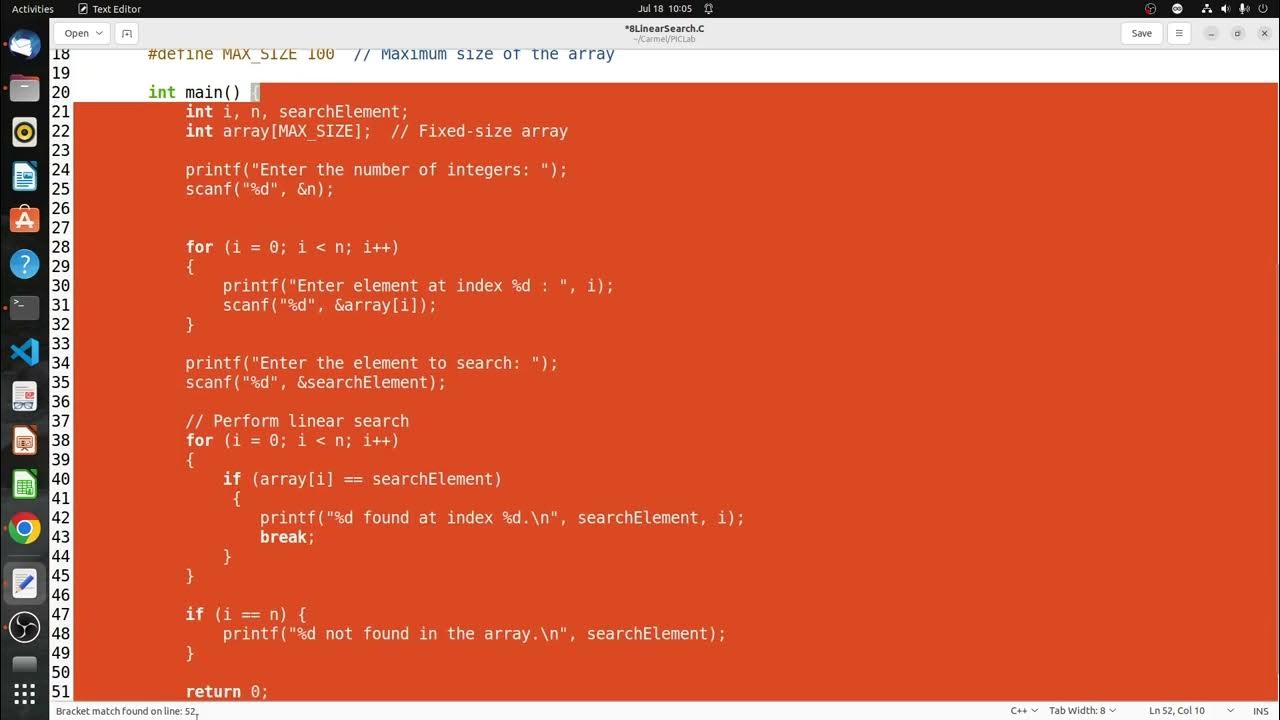 8 C Program to perform Linear Search - YouTube