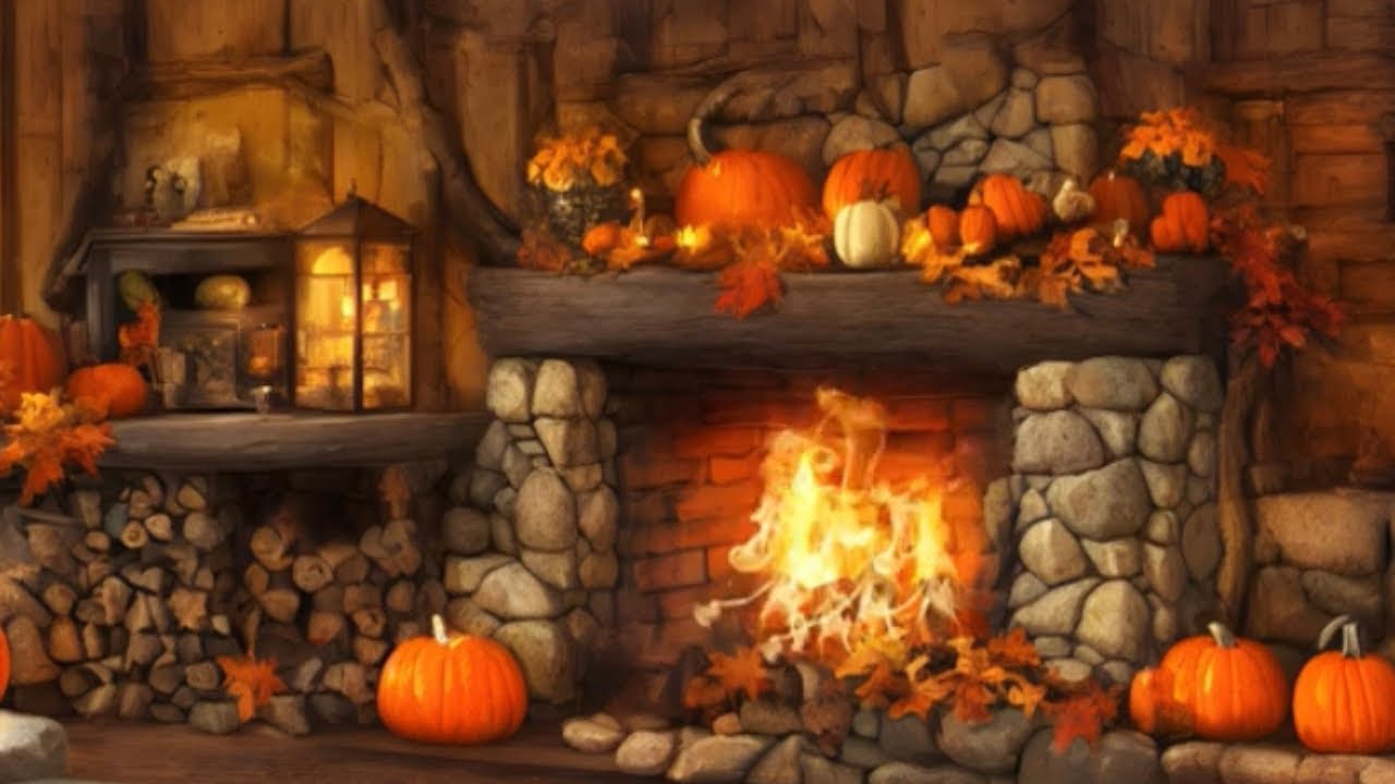 Cozy Cottage Autumn Fireplace | Crackling Fire sounds - ASMR Ambience 🪵 ...