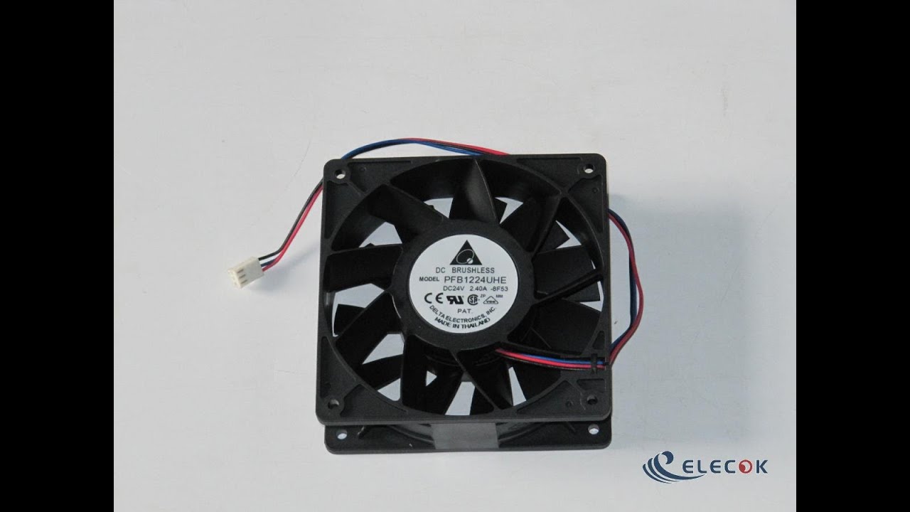 DELTA PFB1224UHE-8F53 24V 2.4A 3wires Cooling Fan - YouTube