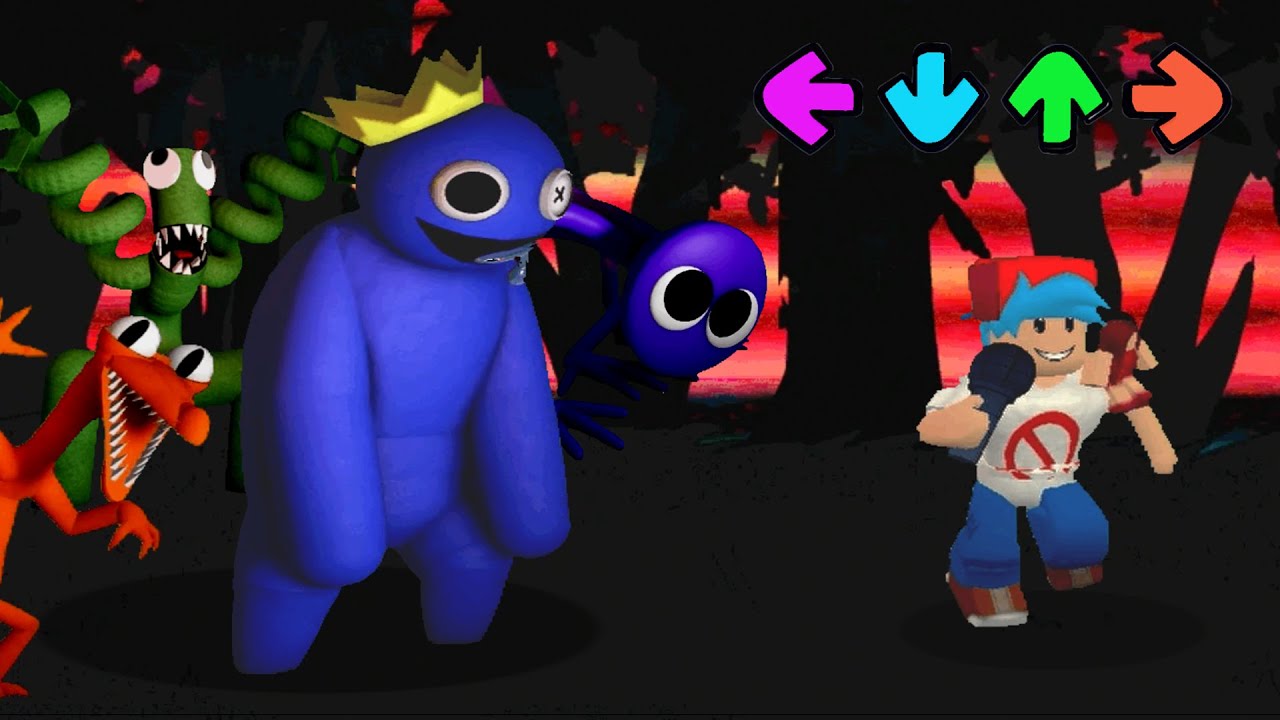FNF Rainbow Friends Blue vs Boyfriend Run Away - YouTube