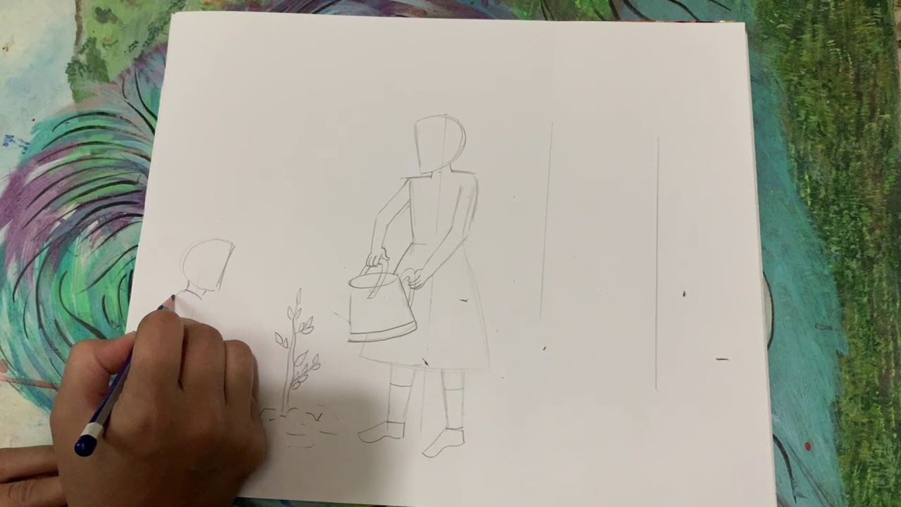 Drawing for 7th Std 4th drawing Tree Plantatation - YouTube