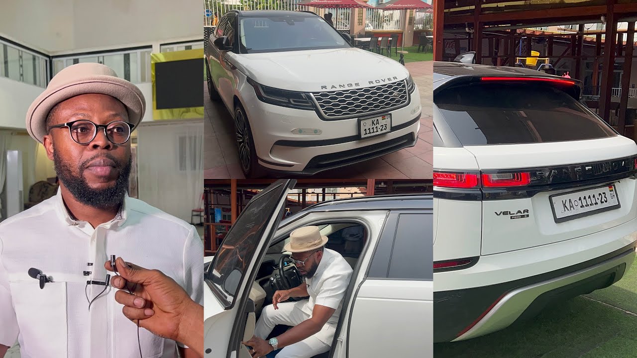 Kalybos Showoff His Latest 2023 Range Rover Velar in Kumasi As he Tour ...