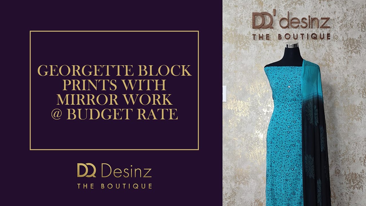 Georgette block prints with mirror work @ Budget rate - YouTube