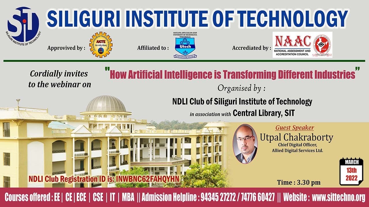 Event organised by NDLI Club of Siliguri Institute of Technology - YouTube