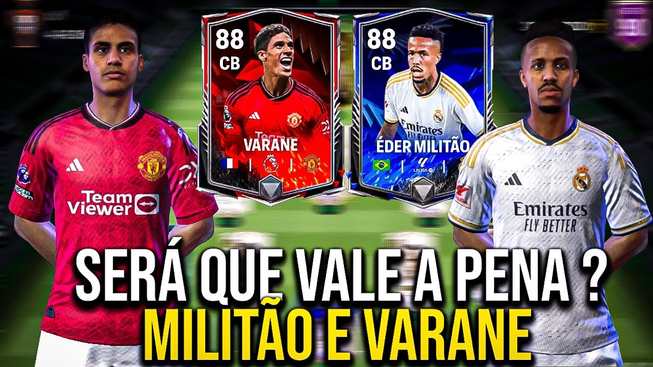 😱MELHOR DUPLA GRÁTIS? TESTEI AS CARTAS DO MILITÃO E DO VARANE NO FC ...