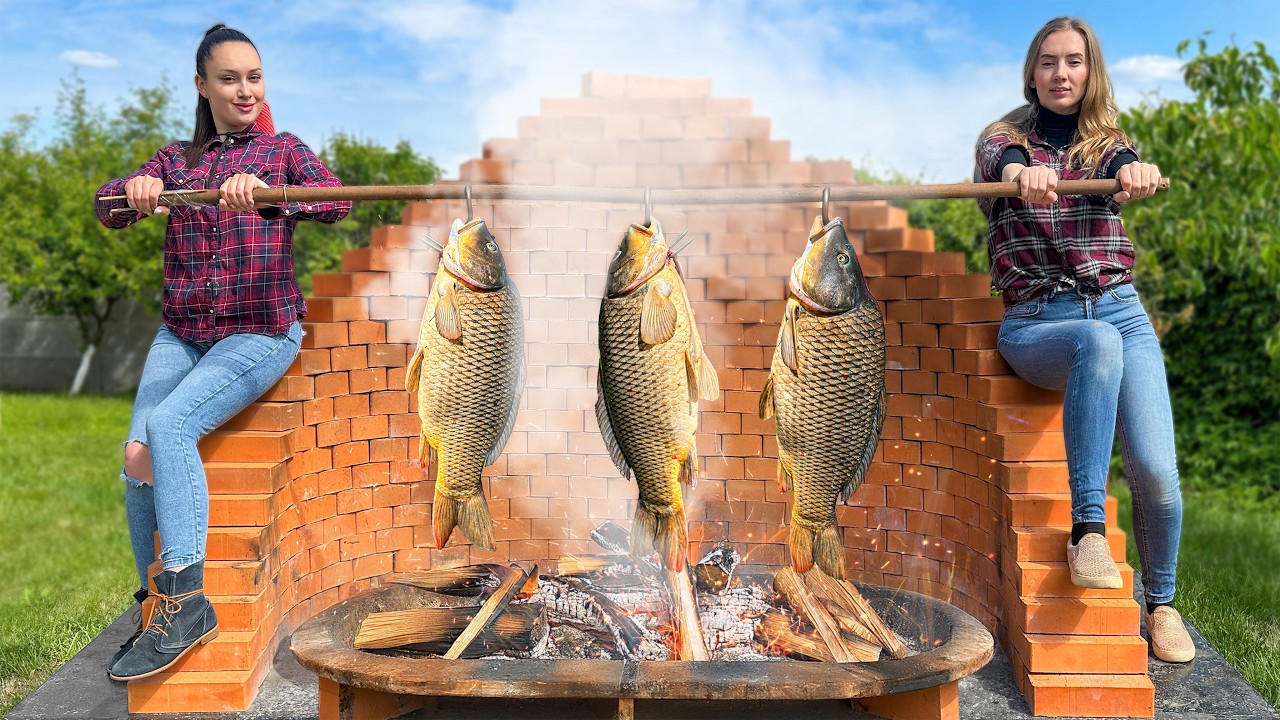 Country Dinner Of Carp Cooked Over A Fire! It Always Tastes Better In ...