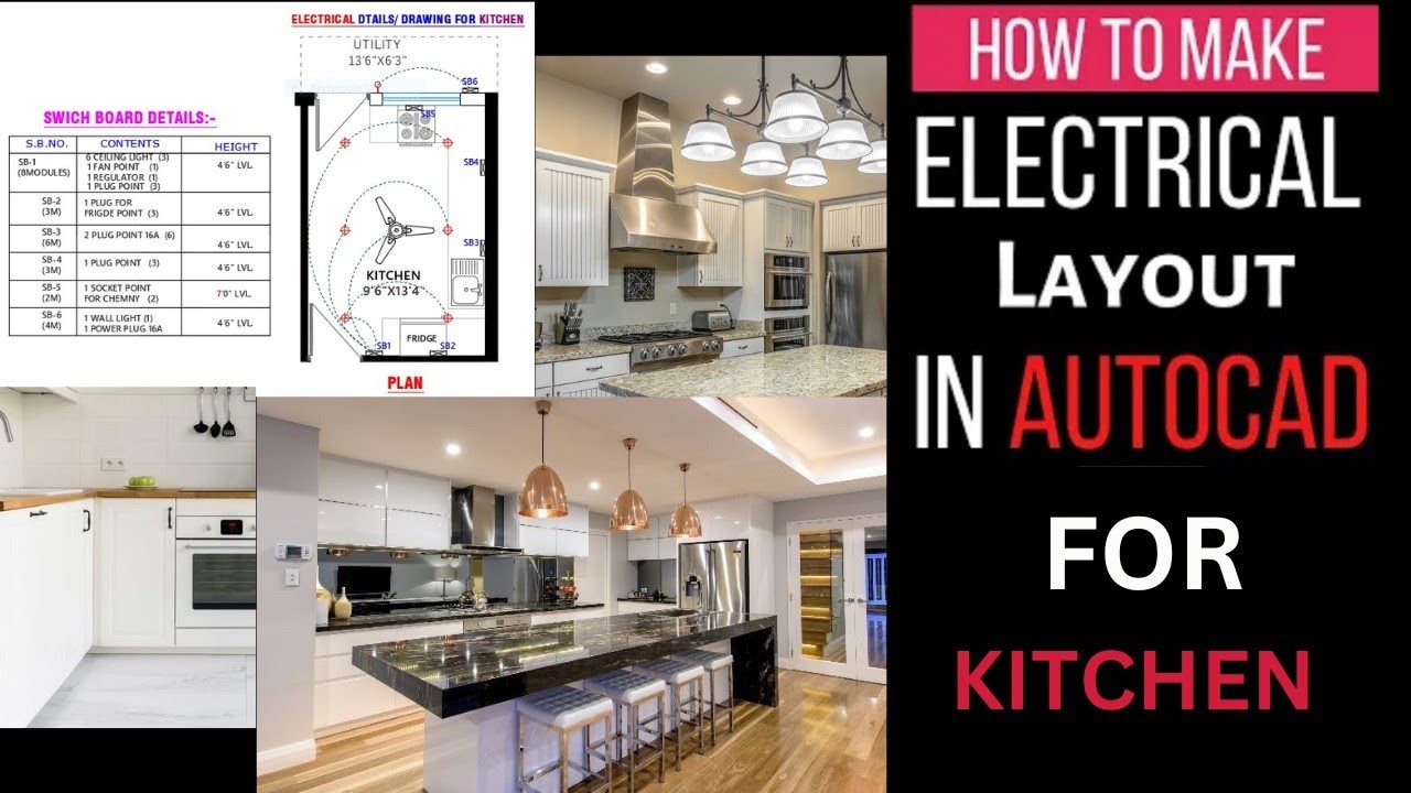 Electrical kitchen layout Electrical plan for kitchen - YouTube