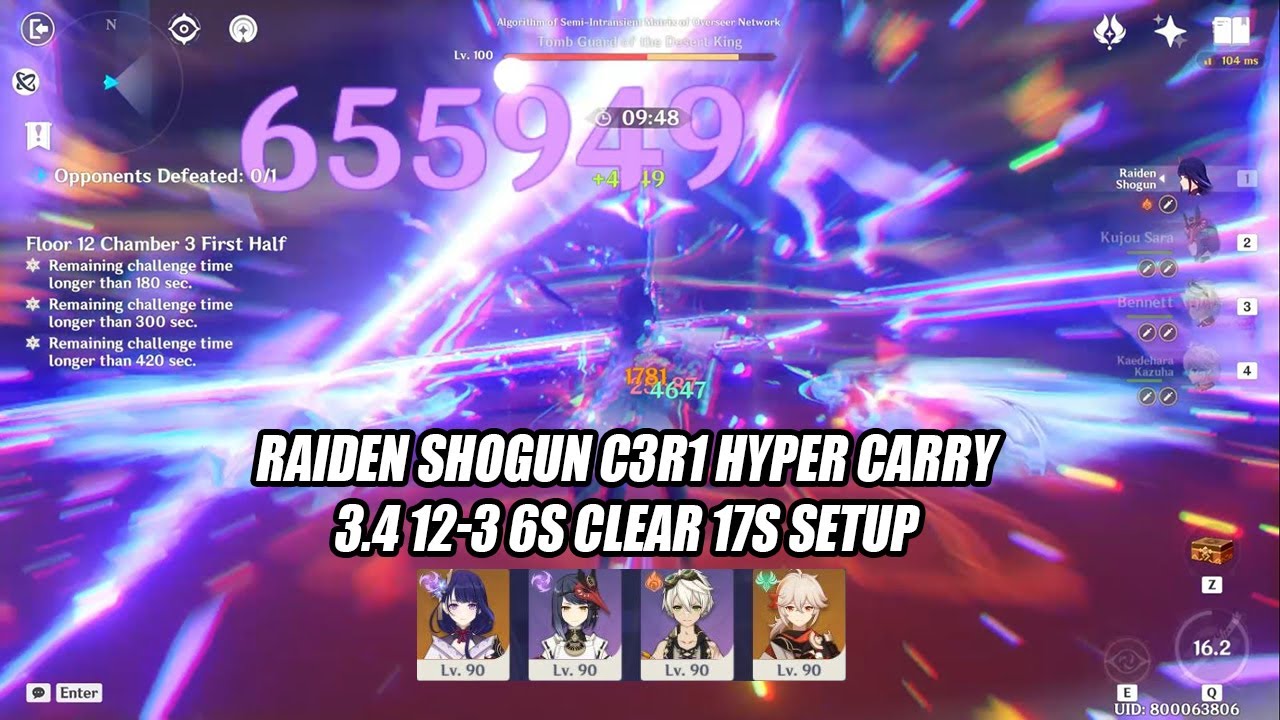 Raiden Shogun C3R1 Hyper Carry 3.4 12-3 6s Clear 17s Setup - New ...