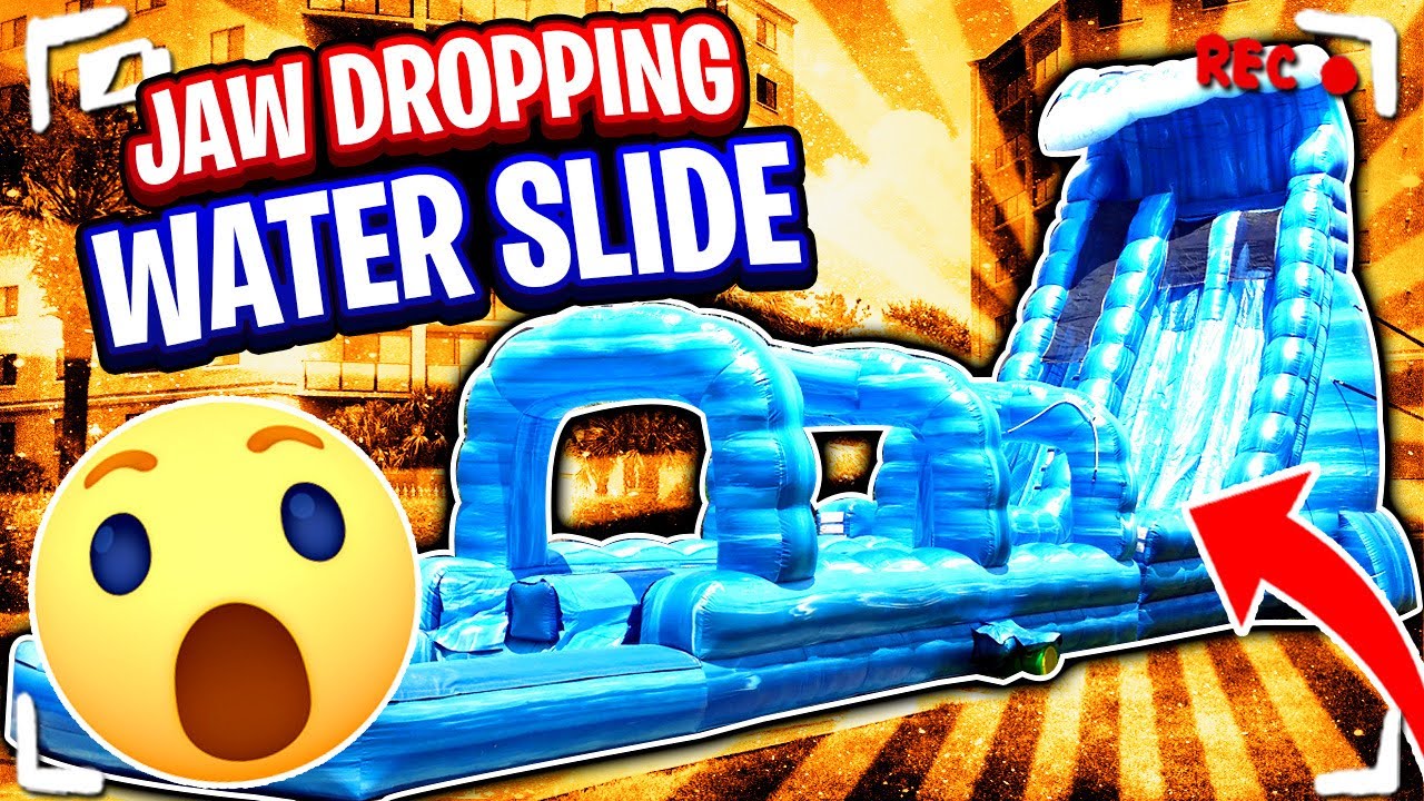 Jaw Dropping Water Slide! 27 feet tall Blue Crush Water Slide | Manufactured by Einflatables ...