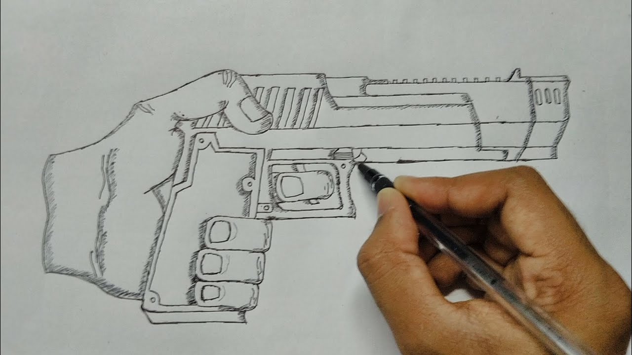 Desert Eagle Gun Drawing without eraser - YouTube
