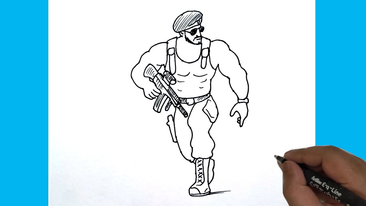 How To Draw A Commando #war #Commando | Easy Drawings | Magic Drawings ...