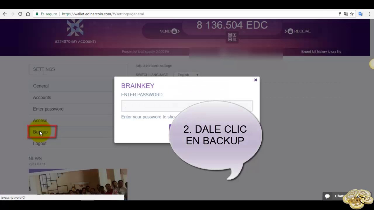 RECUPERAR EL BRAINKEY DE EDINAR COIN - YouTube