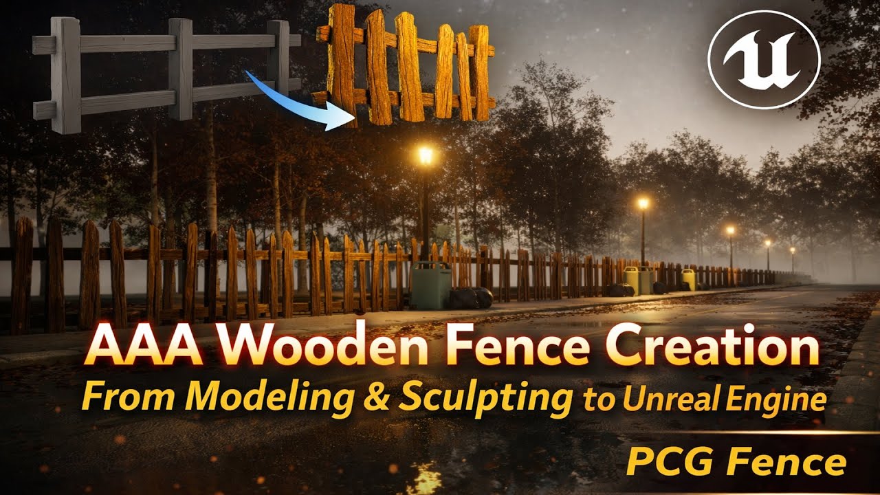 AAA Wooden Fence Creation | From Modeling & Sculpting to Unreal Engine ...