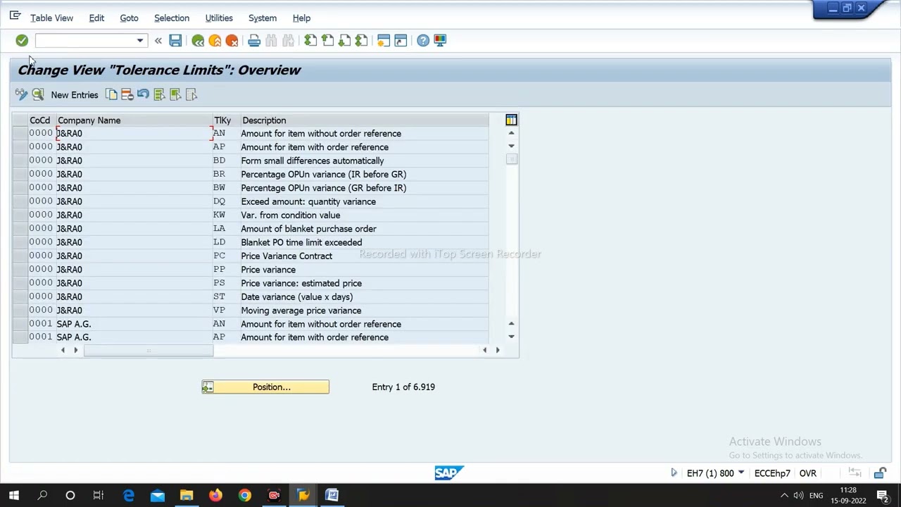 Maintain Tolerance Limits for tolerance Key VP Co Code - YouTube