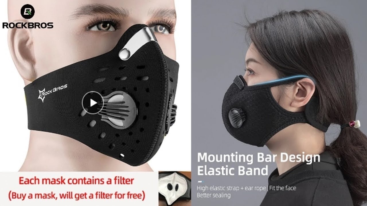 Face Mask Dust Mask Bike Active Carbon With Filter Mask Breathing Valve ...