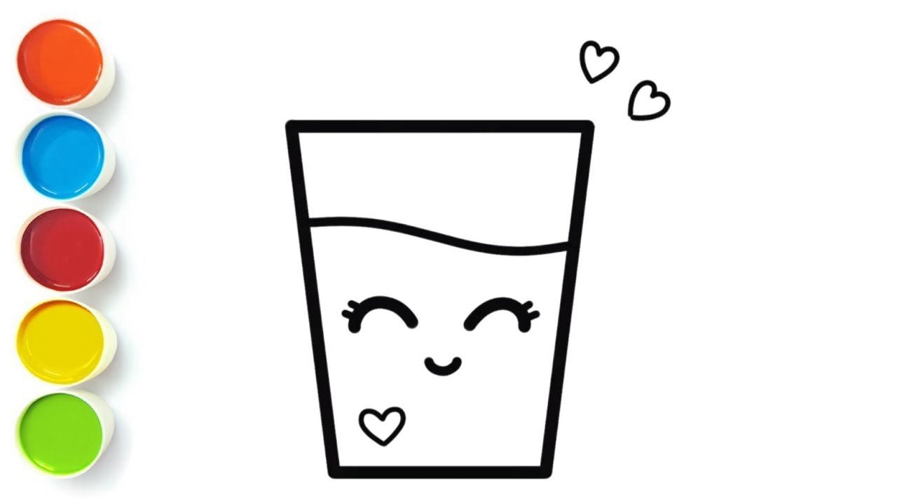 How To Draw Water Glass|Water Glass Drawing And Colouring For Kids And ...