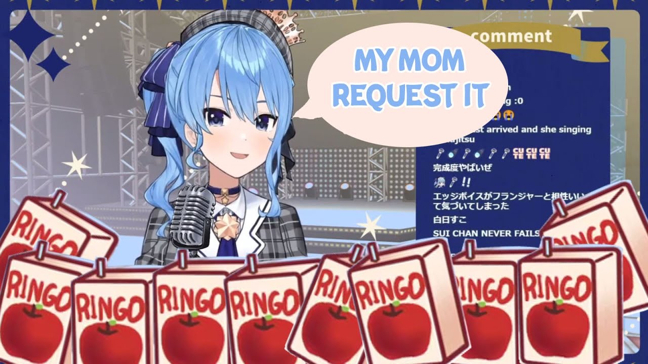 [Hololive/Eng Sub] Suisei got request from mama machi + apple juice ...