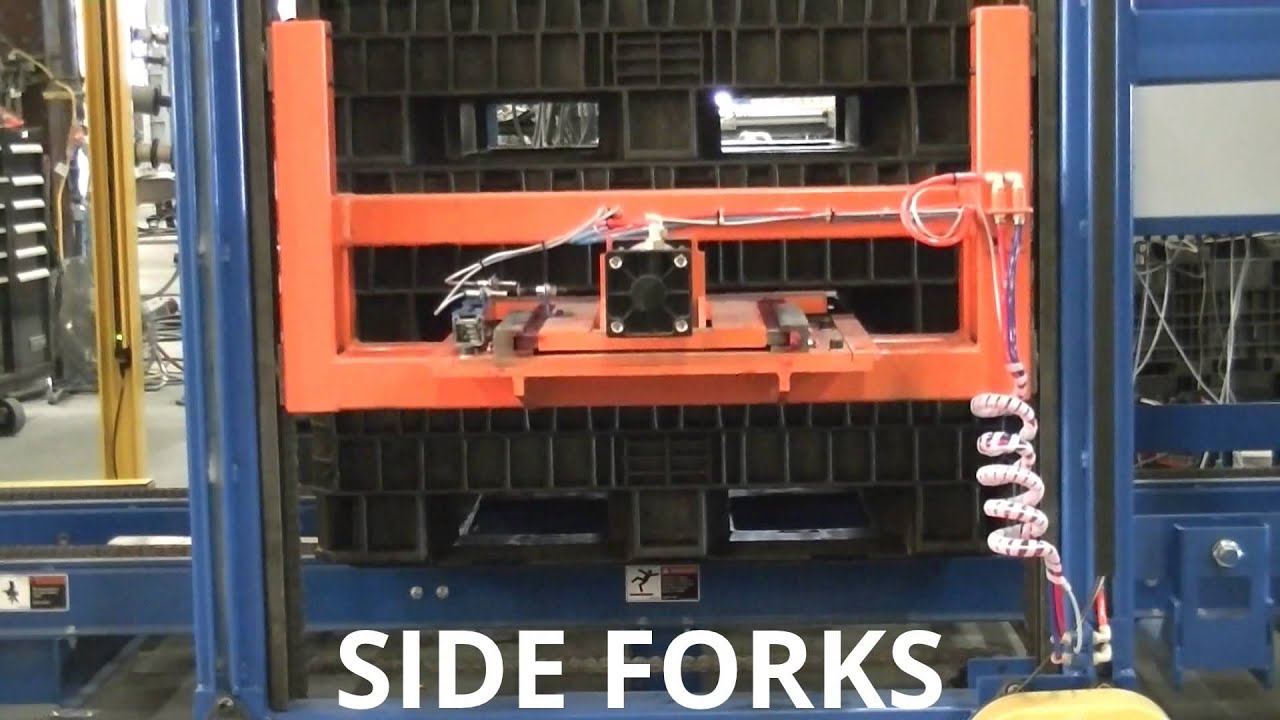 LEWCO Stacker/Destacker with Chain Conveyor - YouTube