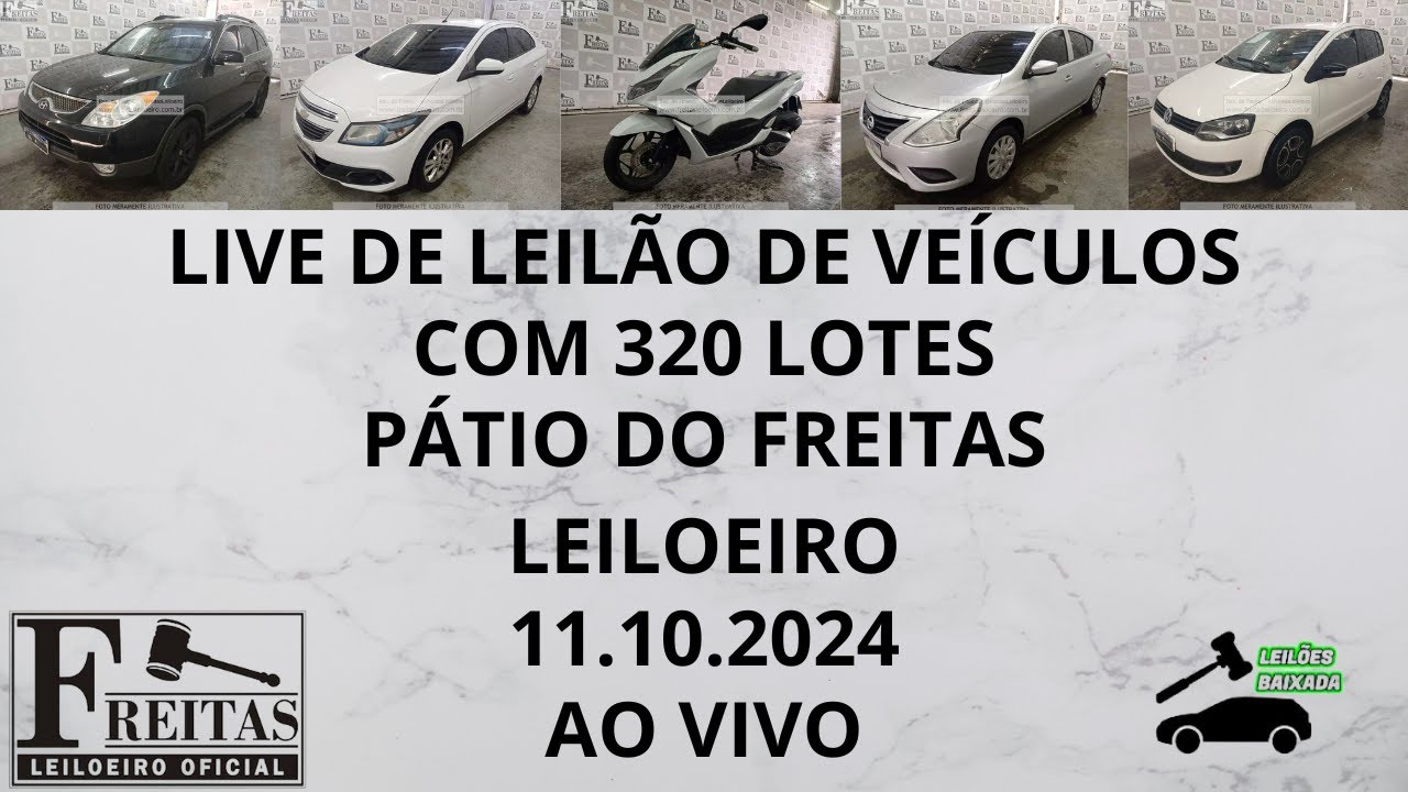 LIVE DE LEILÃO DE VEÍCULOS NO FREITAS LEILOEIRO DIA 11.10.2024 - YouTube