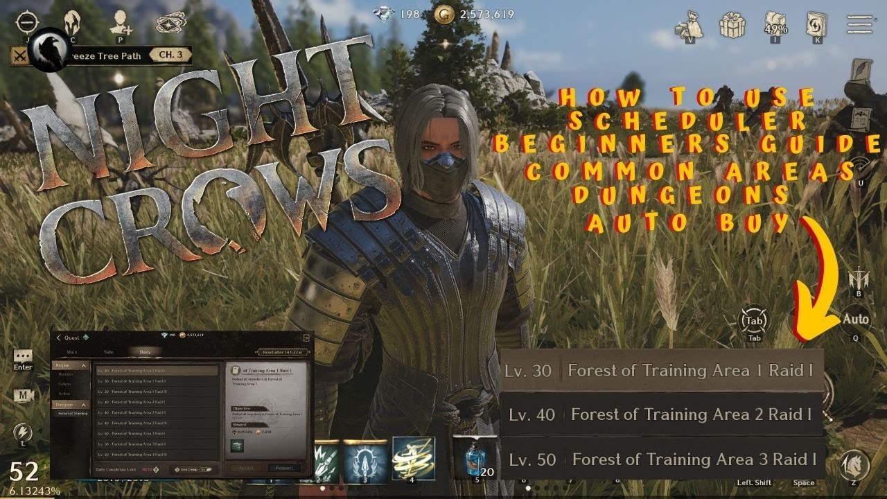 NIGHT CROWS HOW TO USE SCHEDULER BEGINNERS GUIDE - COMMON AREA + DUNGEON + AUTO BUY #nightcrows ...