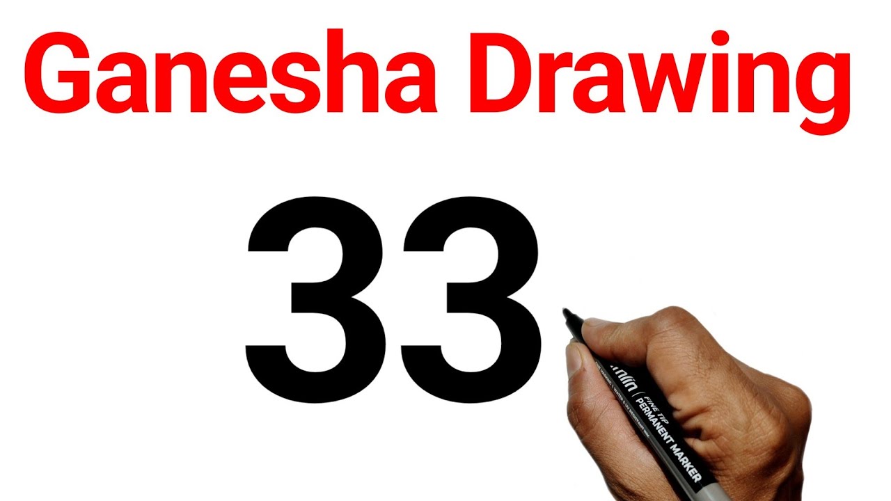 Ganpati Bappa Drawing With 33 Number l Ganesh Chaturthi Drawing Easy l ...