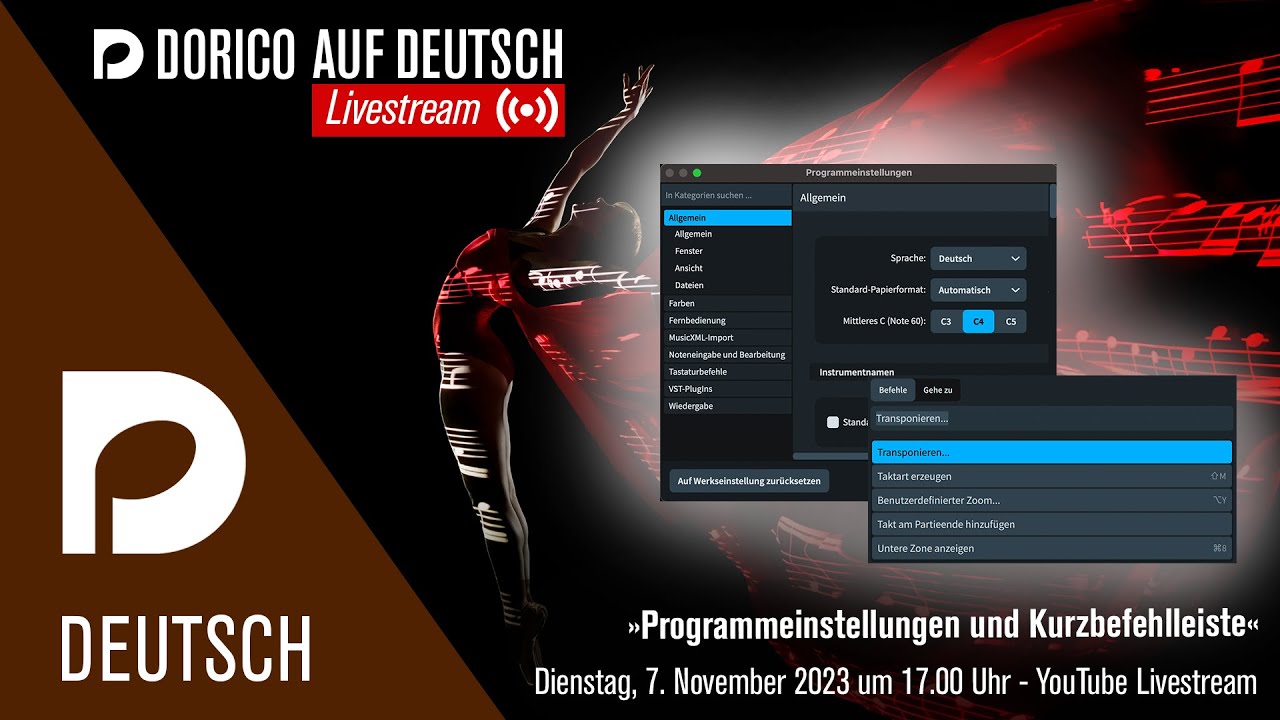 Programmeinstellungen und Kurzbefehlleiste | "Dorico auf Deutsch“ Livestream mit Markus Hartmann ...