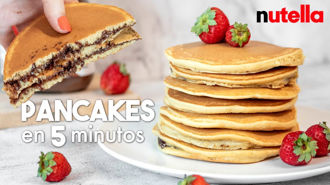 HOT CAKES rellenos de NUTELLA 🍫 | Panqueques Fáciles y Rápidos 🥞 - YouTube