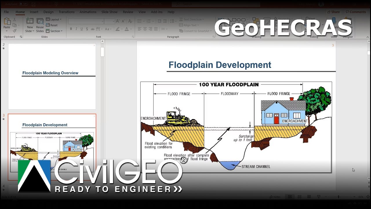 Floodway and Floodplain Modeling in GeoHECRAS | CivilGEO - YouTube