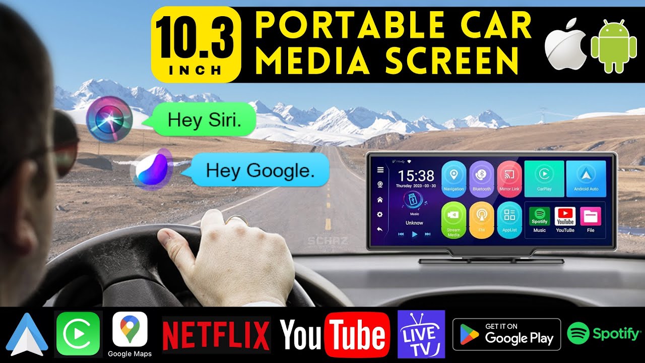 10.3" Portable Android Car Screen - PODOFO - FOR ANY CAR ⫸ UNBOXING ...