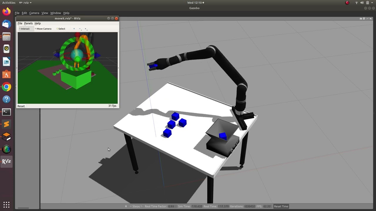 Cube picking robot in gazebo - YouTube