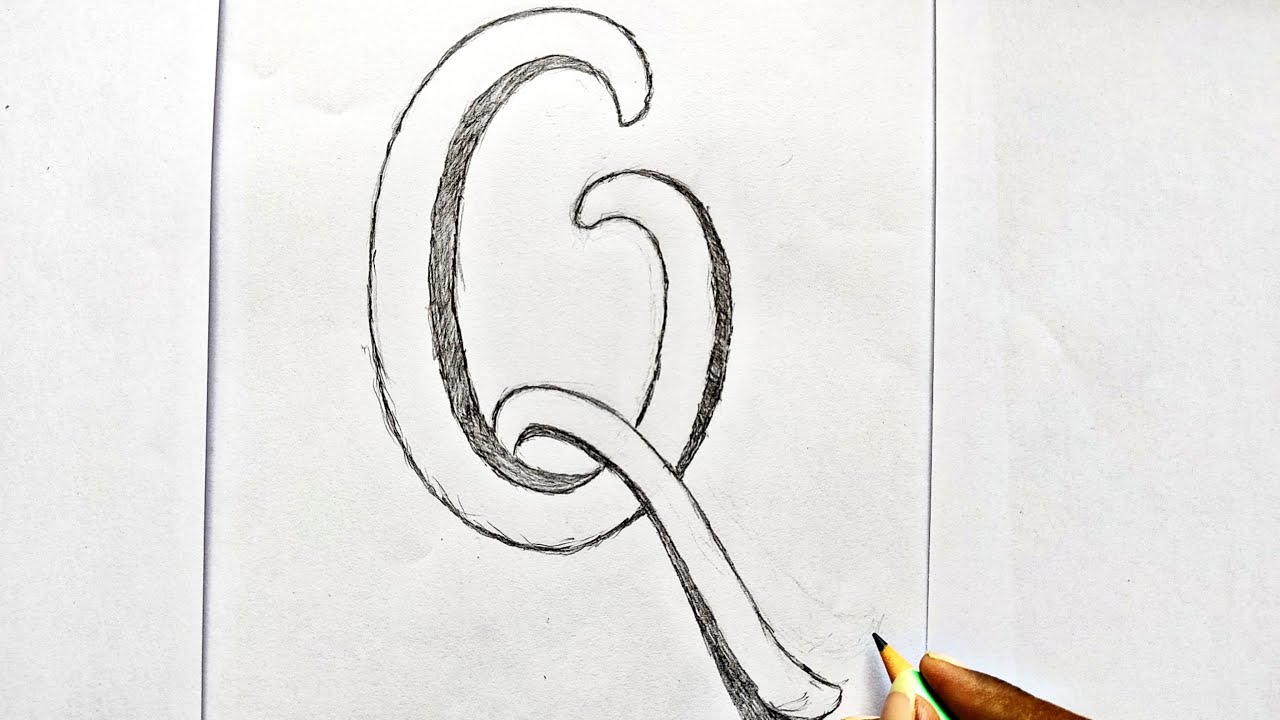 3D Drawing | letter Q Draw | How To Draw letter Q | Drawing letter ...