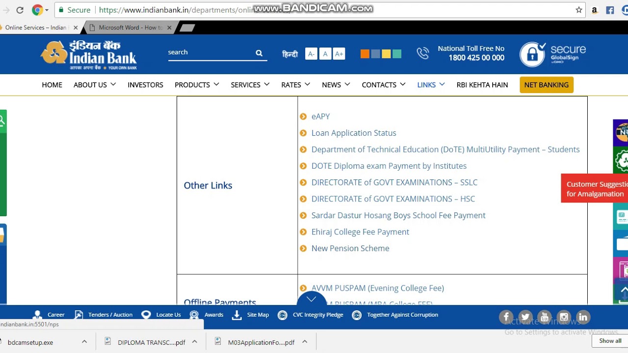 How to get Indian bank Utility Challan - YouTube