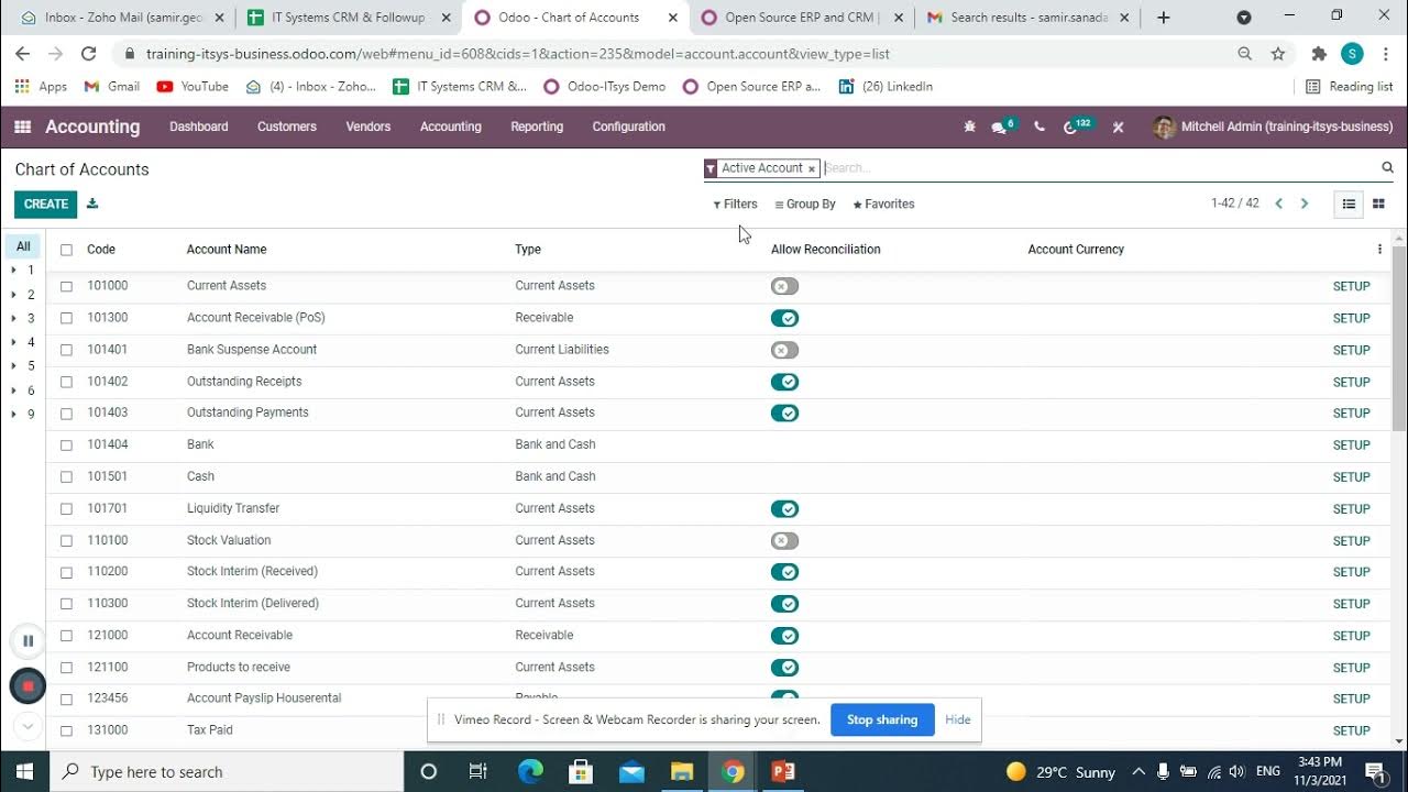 Odoo Chart of Accounts - YouTube