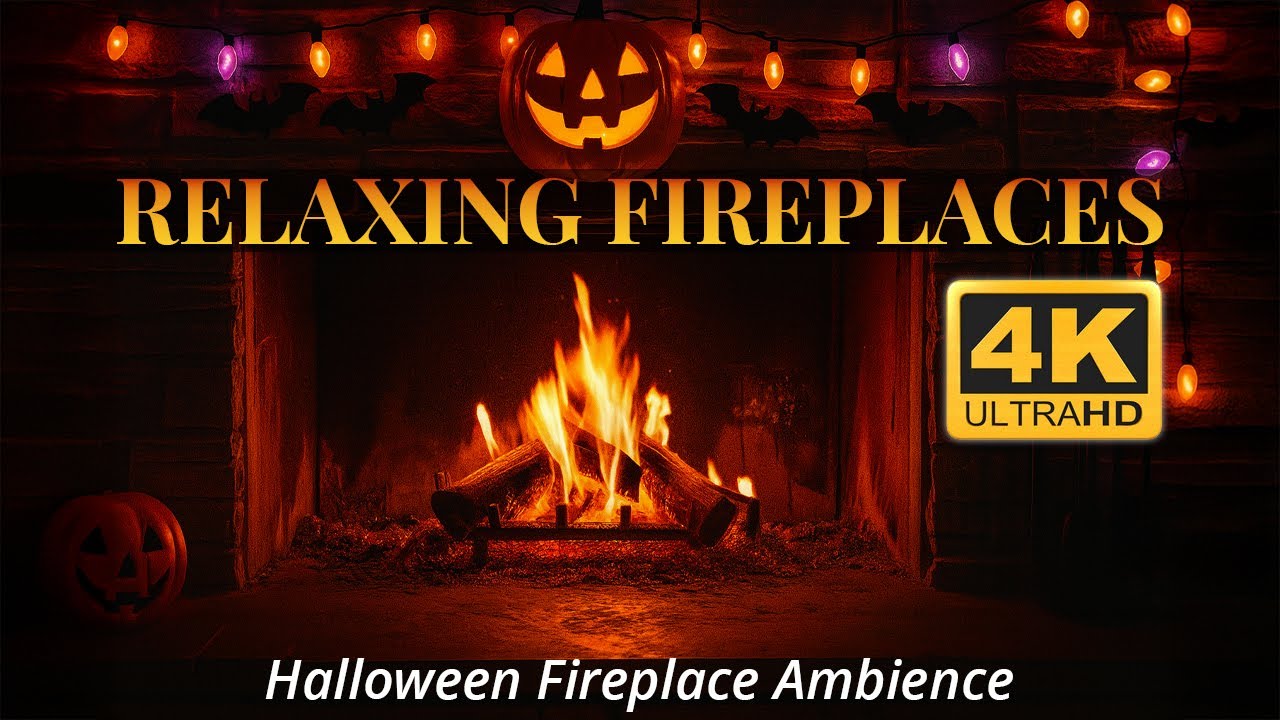 Relaxing Fireplace | Halloween FIreplace Ambience with Crackling Fire ...